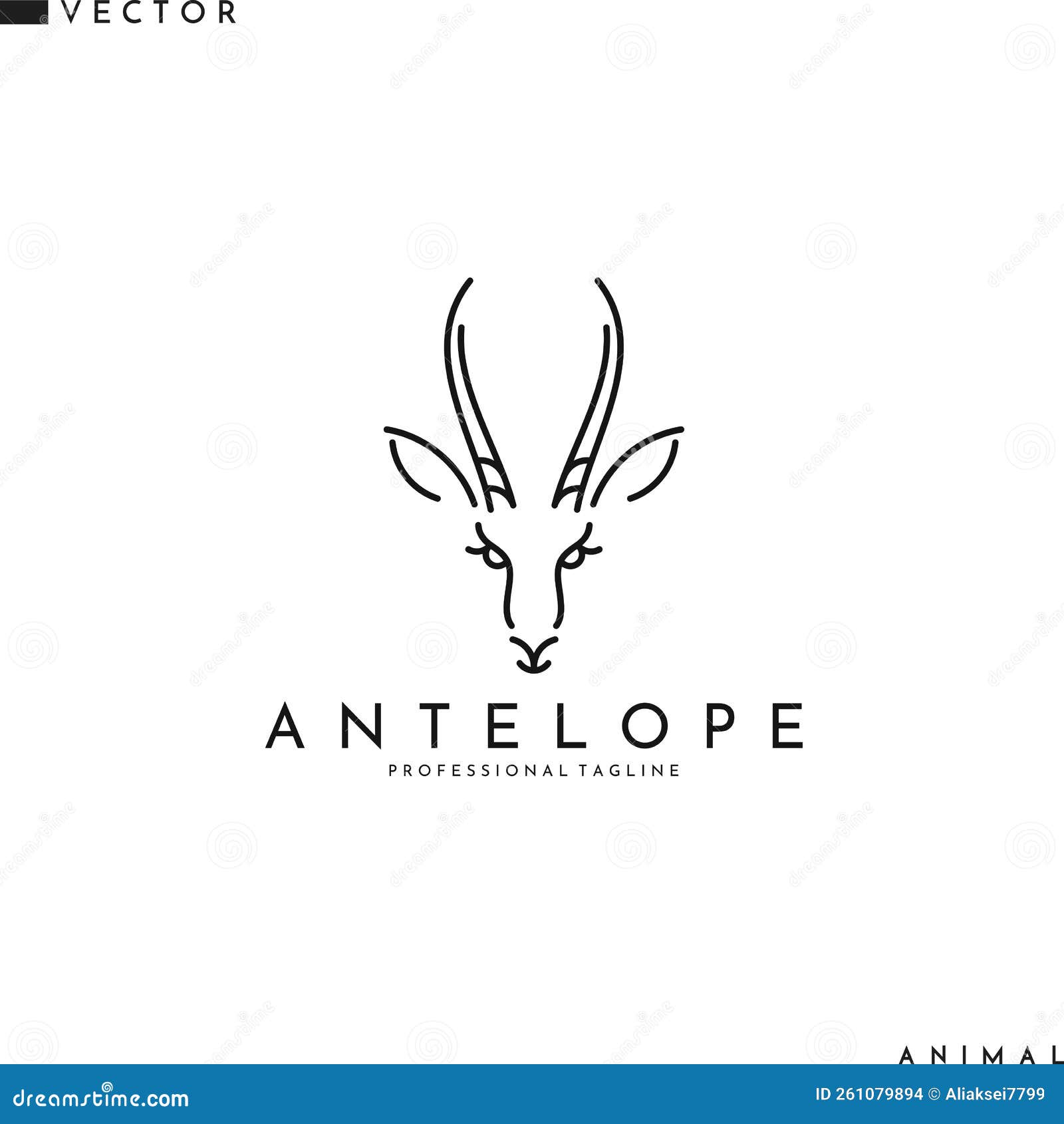 Antelope Springbok Logo. Outline Style Stock Vector - Illustration of ...