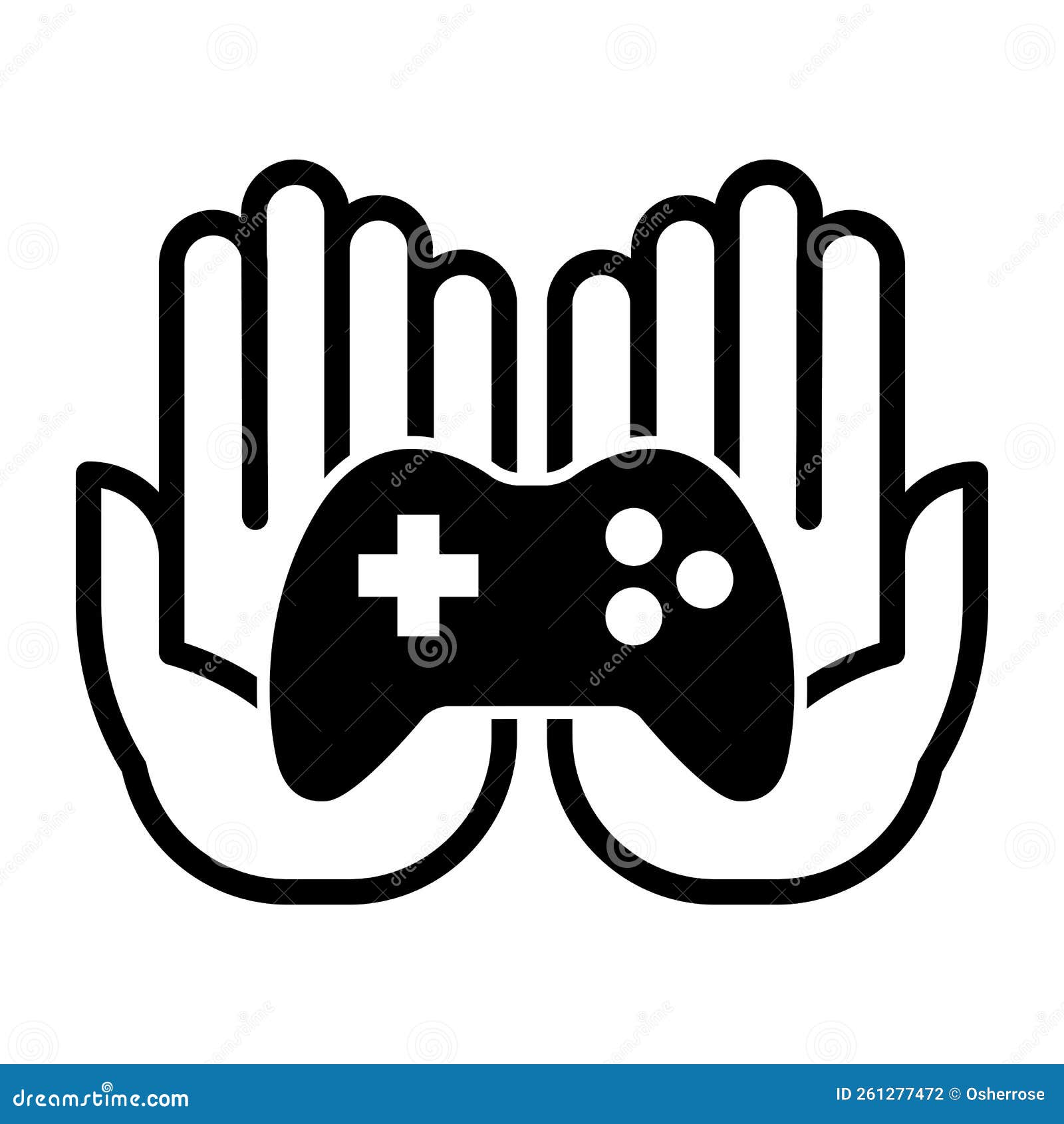 Hands Open with Console Controller Icon. Hand Holding a Video Game ...