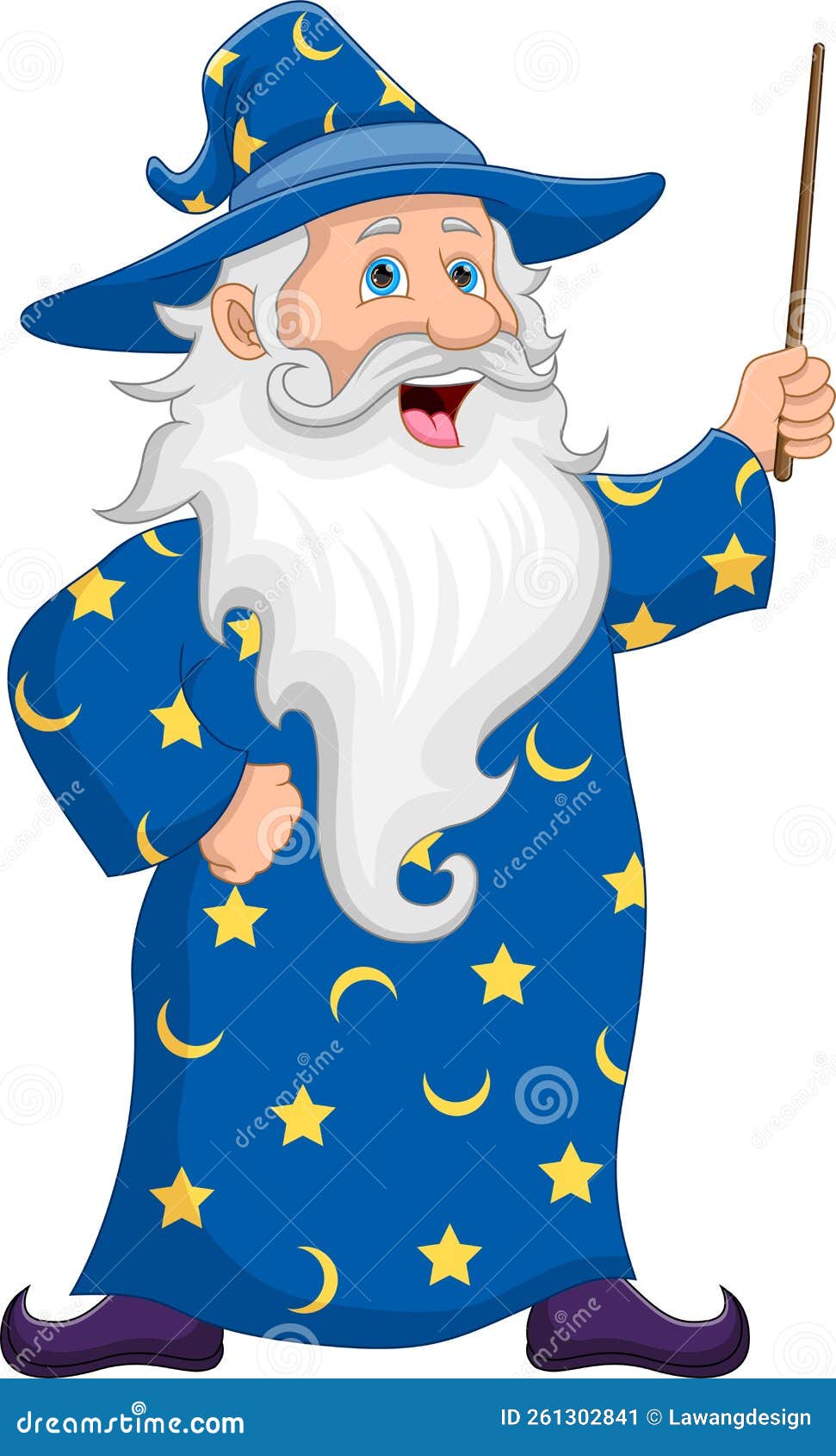 Old Wizard Cartoon Holding a Wand Stock Vector - Illustration of ...