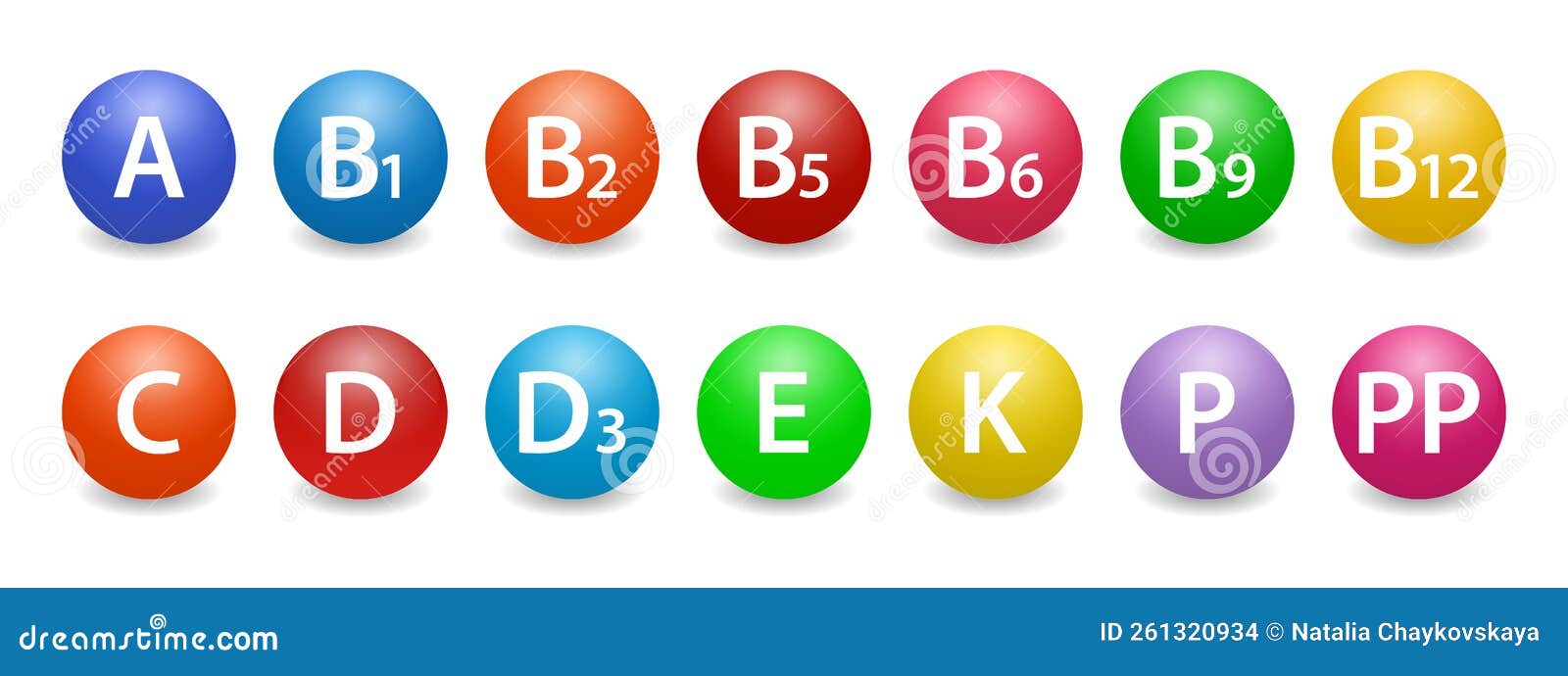 A Set of Colored Icons of a Multivitamin Complex. Stock Illustration ...