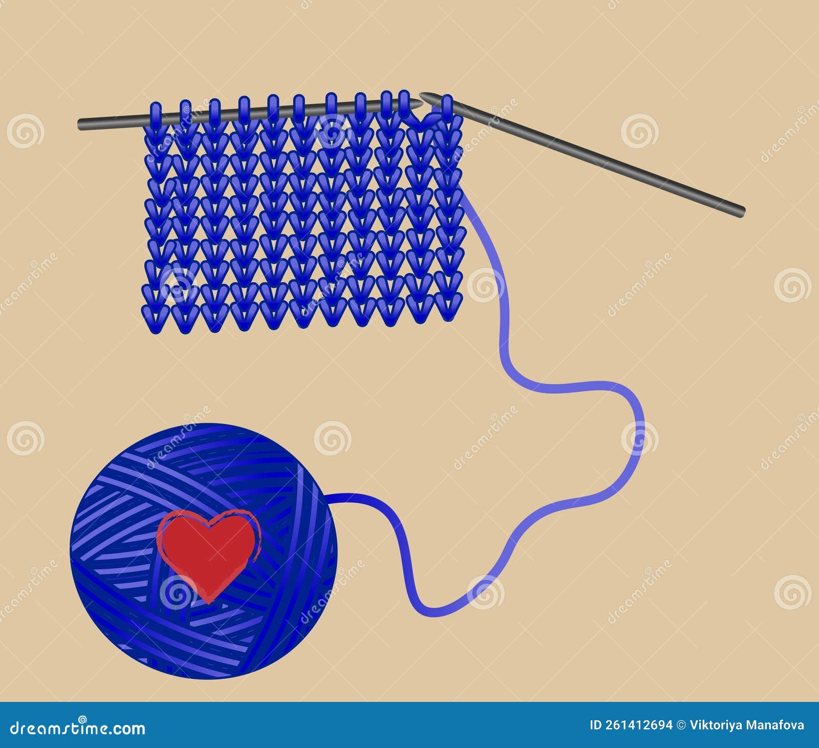 Knitting with love stock vector. Illustration of yarn - 261412694