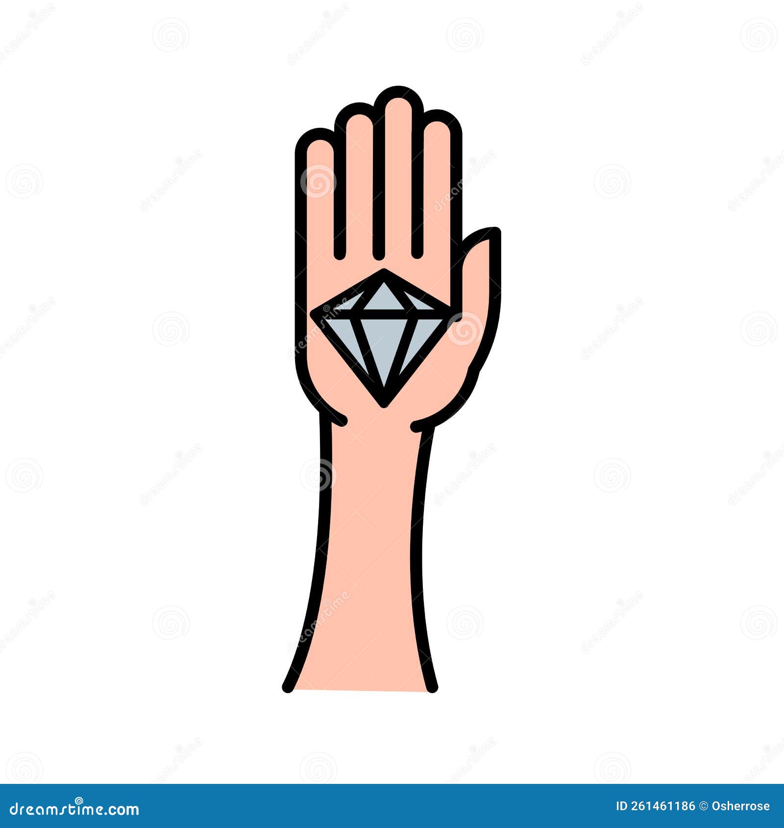 Diamond in Hand Icon, Luxury Gem Crystal or Brilliant, Jewel, Thin Line ...