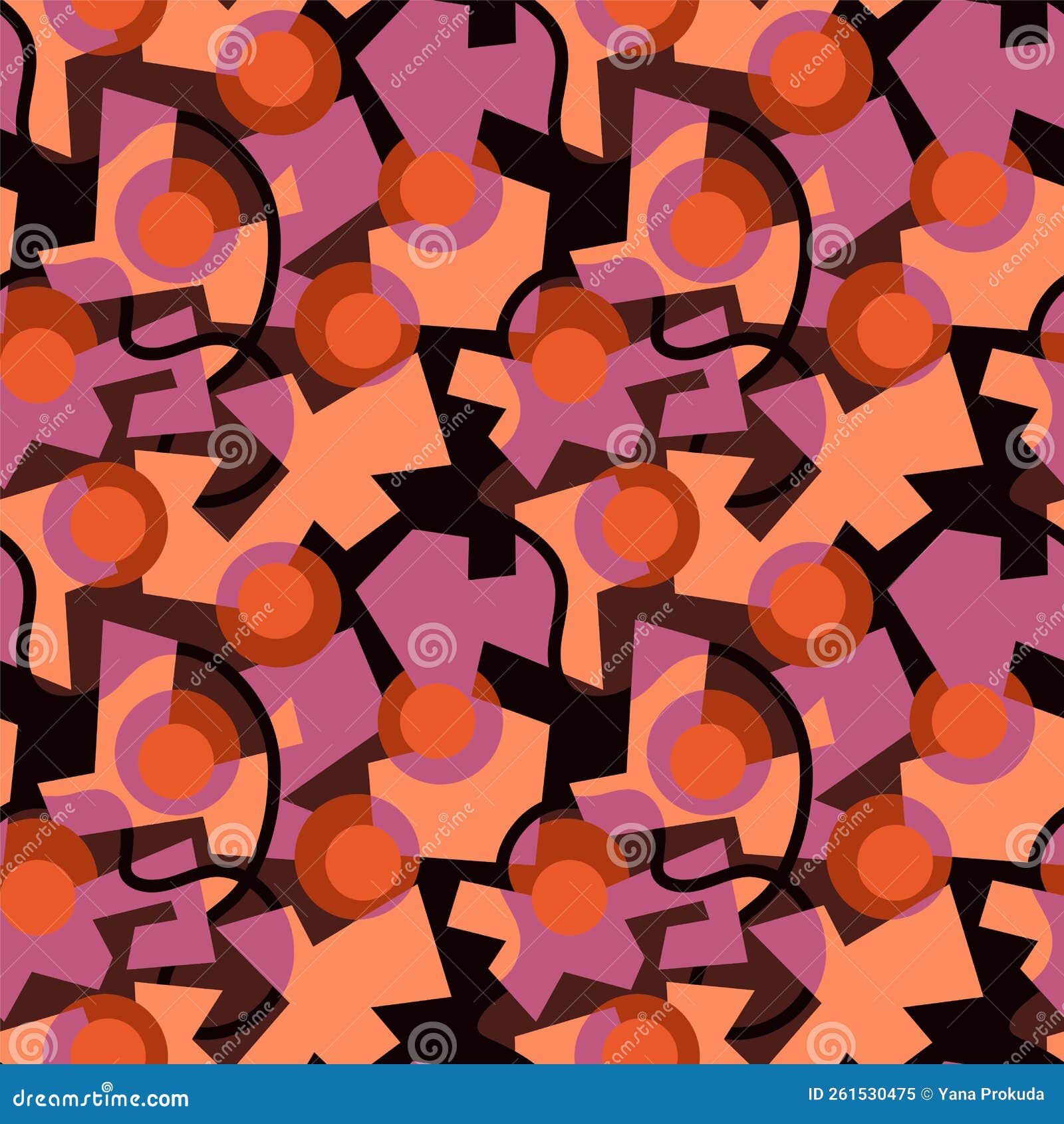 Seamless Abstract Creative Geometry Pattern with Curved Elemets and ...