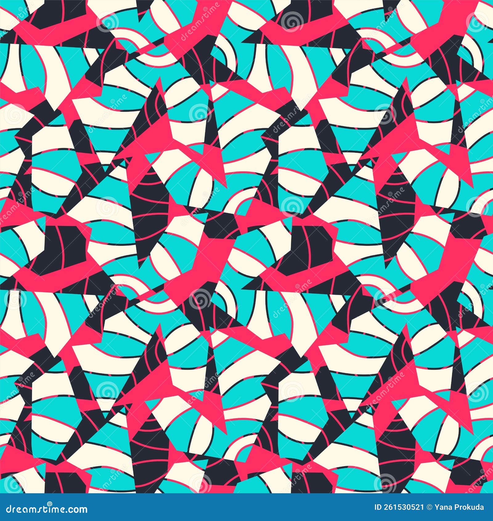 Abstract Geometry Pattern with Curved and Wave Elements Stock Vector ...