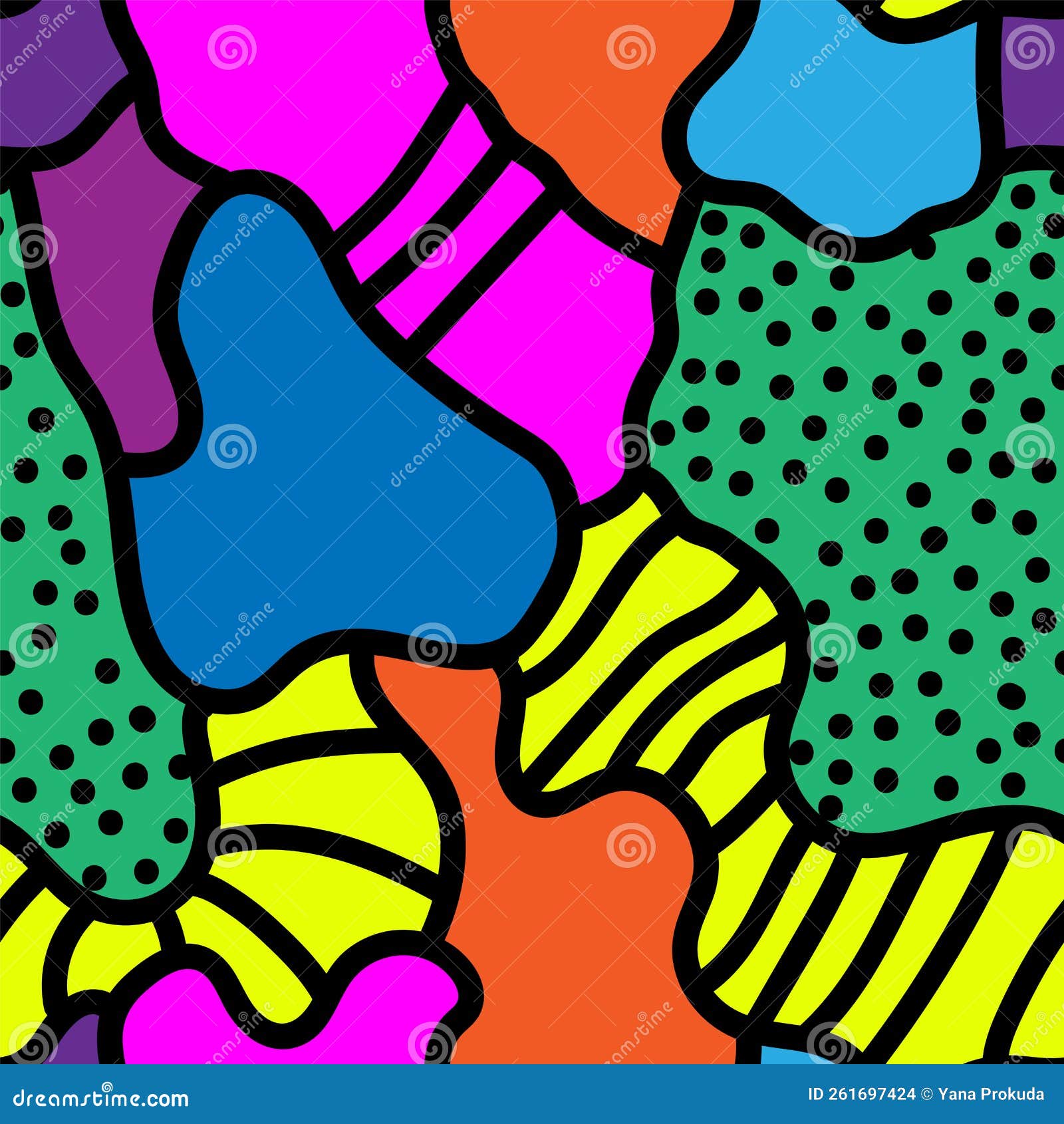 Abstract Seamless Unique Colorful Pattern with Wave Shapes Stock Vector ...