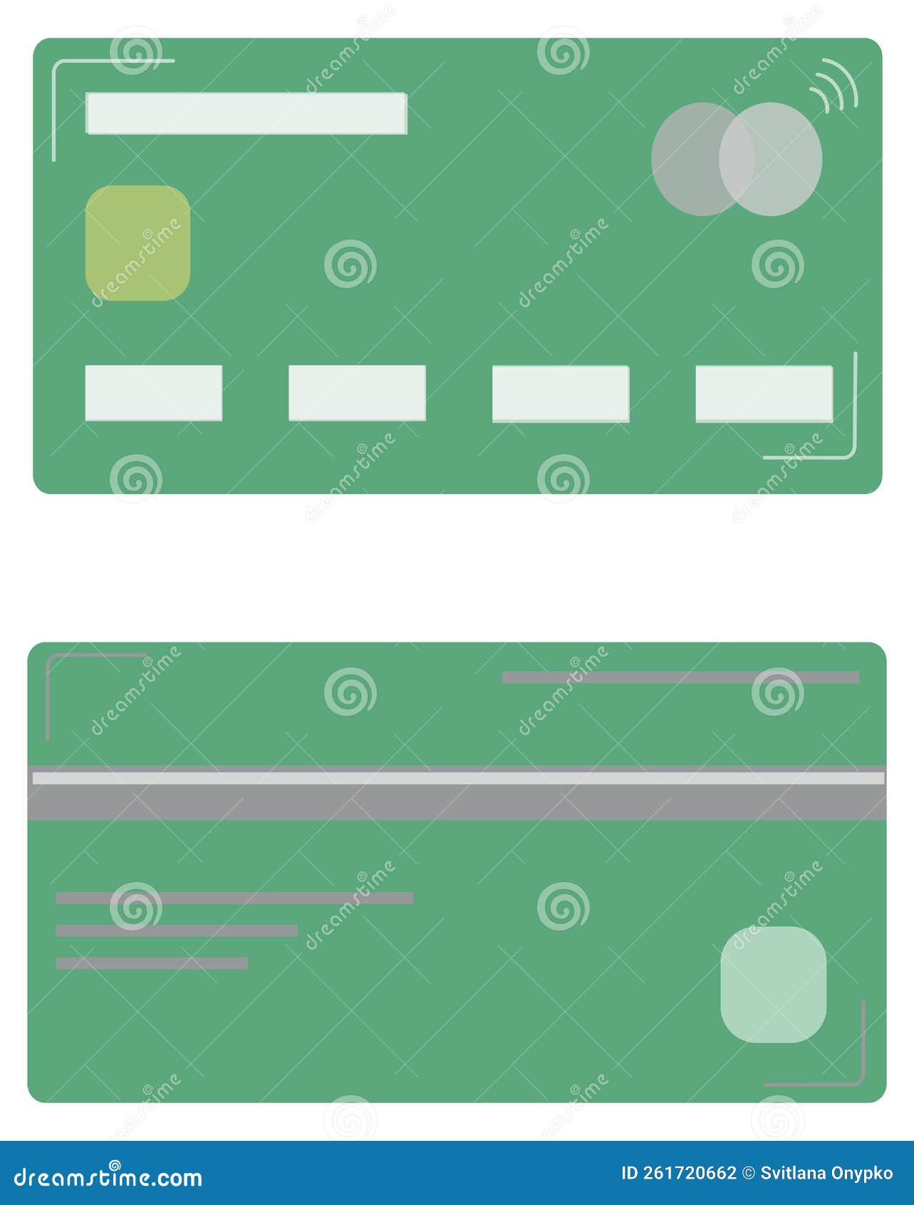 Credit Card Template in Green Tones Stock Vector - Illustration of ...