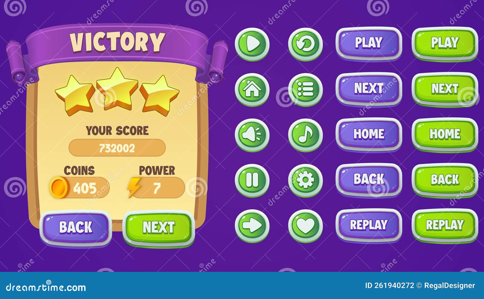 UI kit for game interface. stock vector. Illustration of victory ...