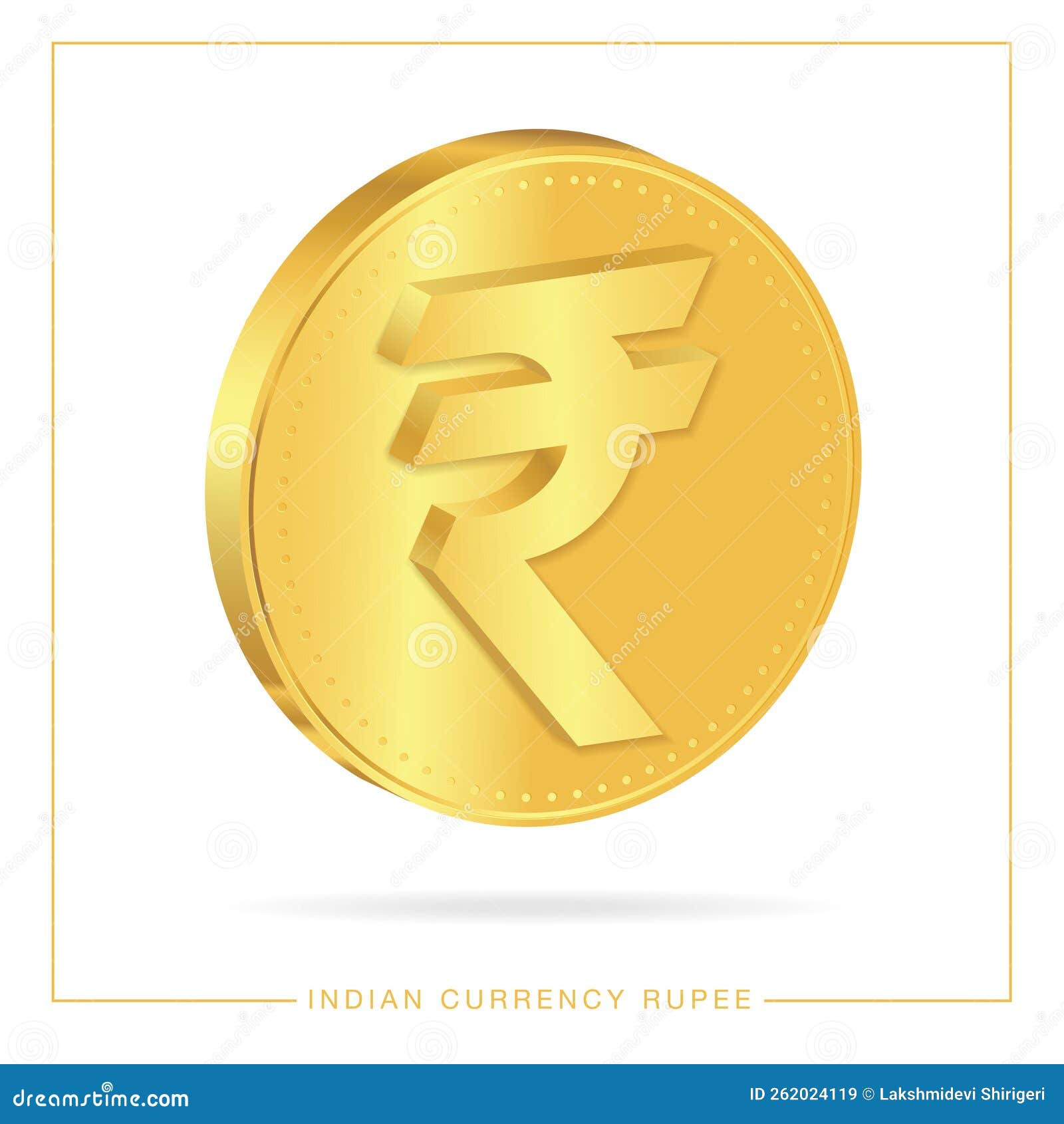 Indian Currency Symbol in Golden Coin. Stock Illustration ...
