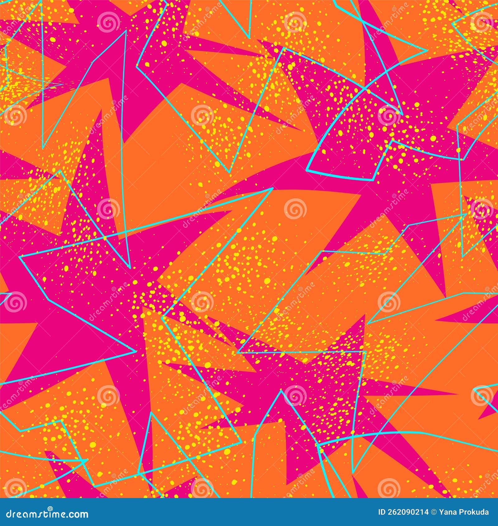 Seamless Vector Pattern with Stars, Curved Lines and Dots Stock ...