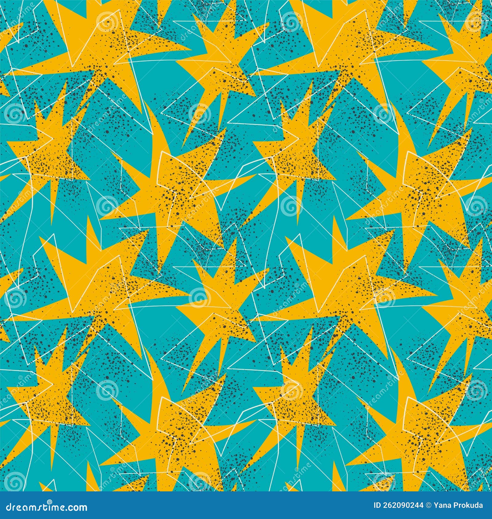 Seamless Vector Pattern with Stars, Curved Lines and Dots Stock Vector ...