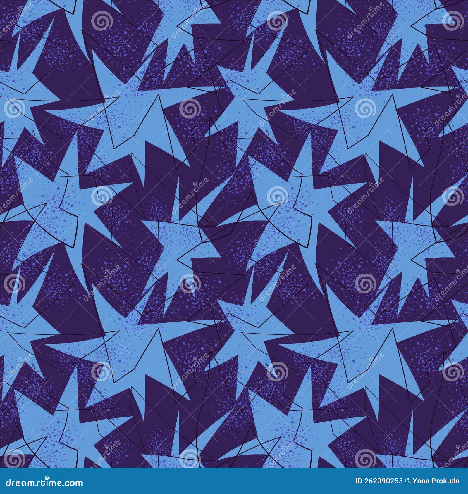 Seamless Vector Pattern with Stars, Curved Lines and Dots Stock Vector ...