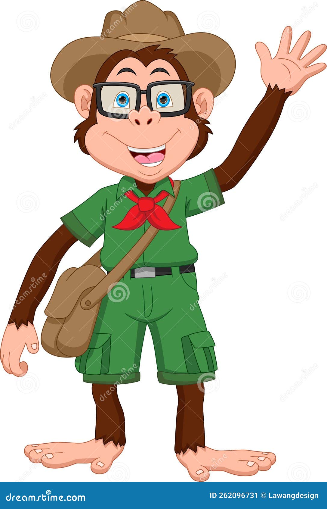 Cartoon cute monkey waving stock vector. Illustration of adorable ...