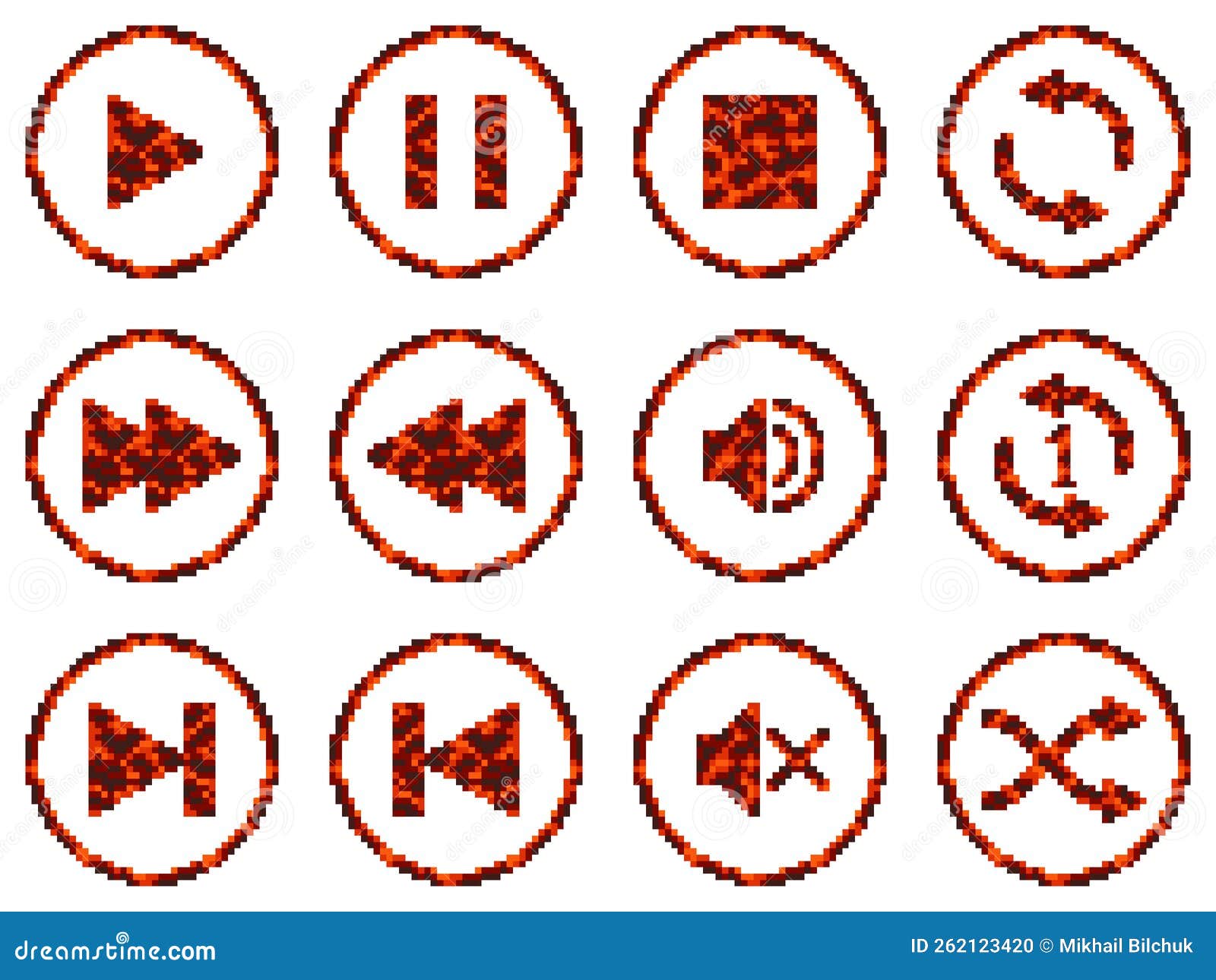 Pixel Art Lava Surface. Magma Texture Seamless Tile Backdrop Vector ...