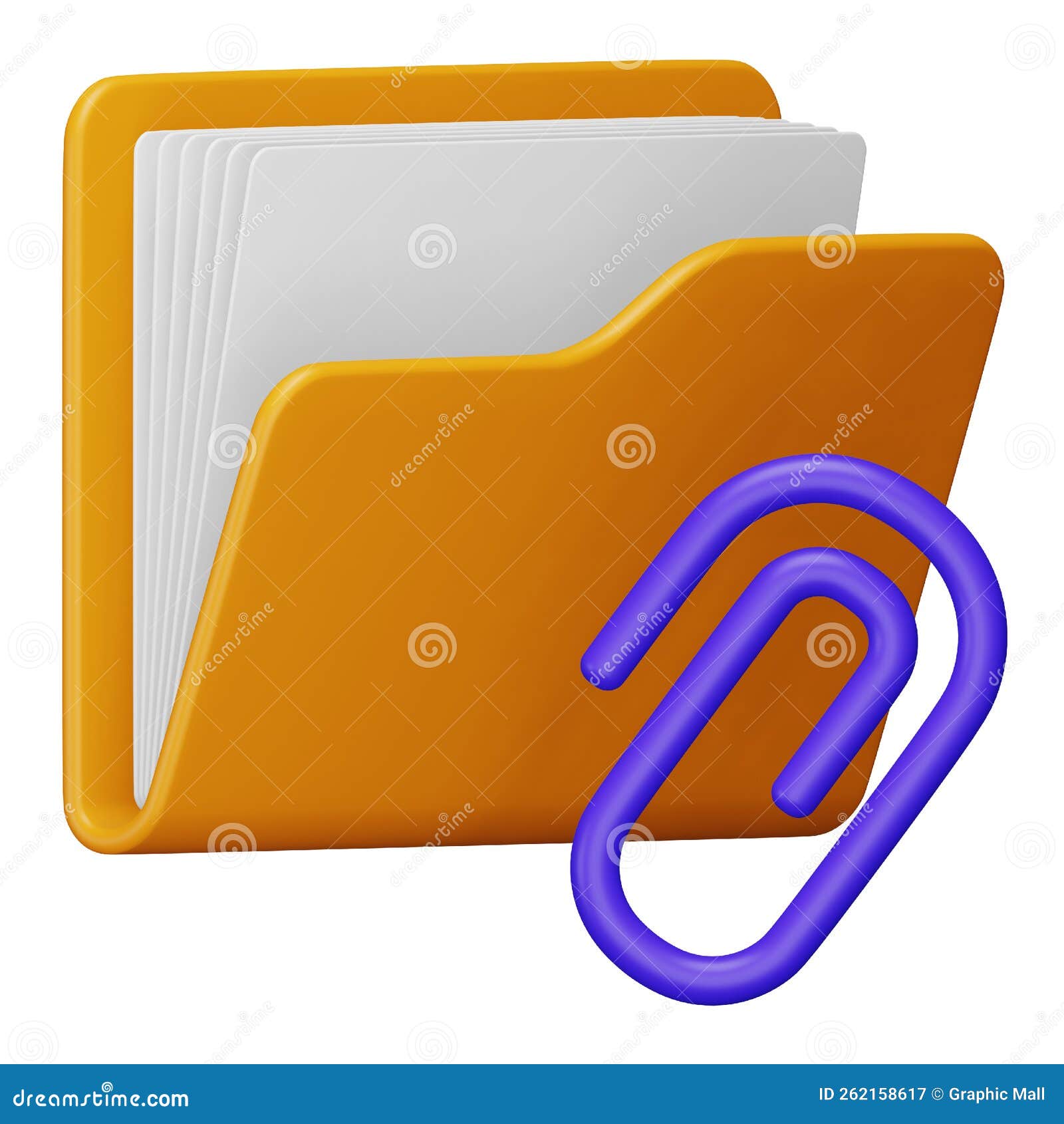 Folder Attachment 3d Rendering Isometric Icon. Stock Vector ...