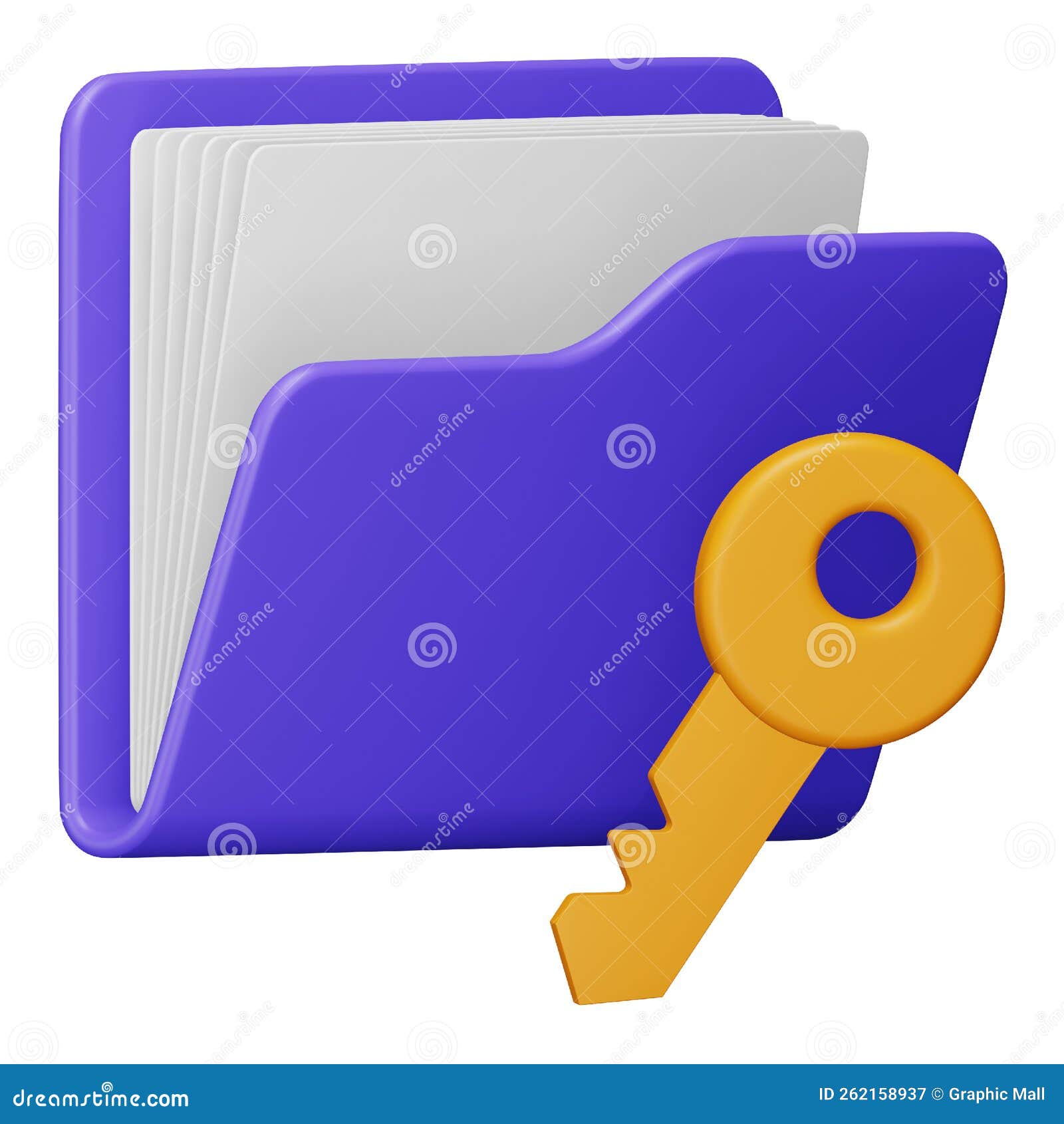 Key Folder 3d Rendering Isometric Icon. Stock Vector - Illustration of ...