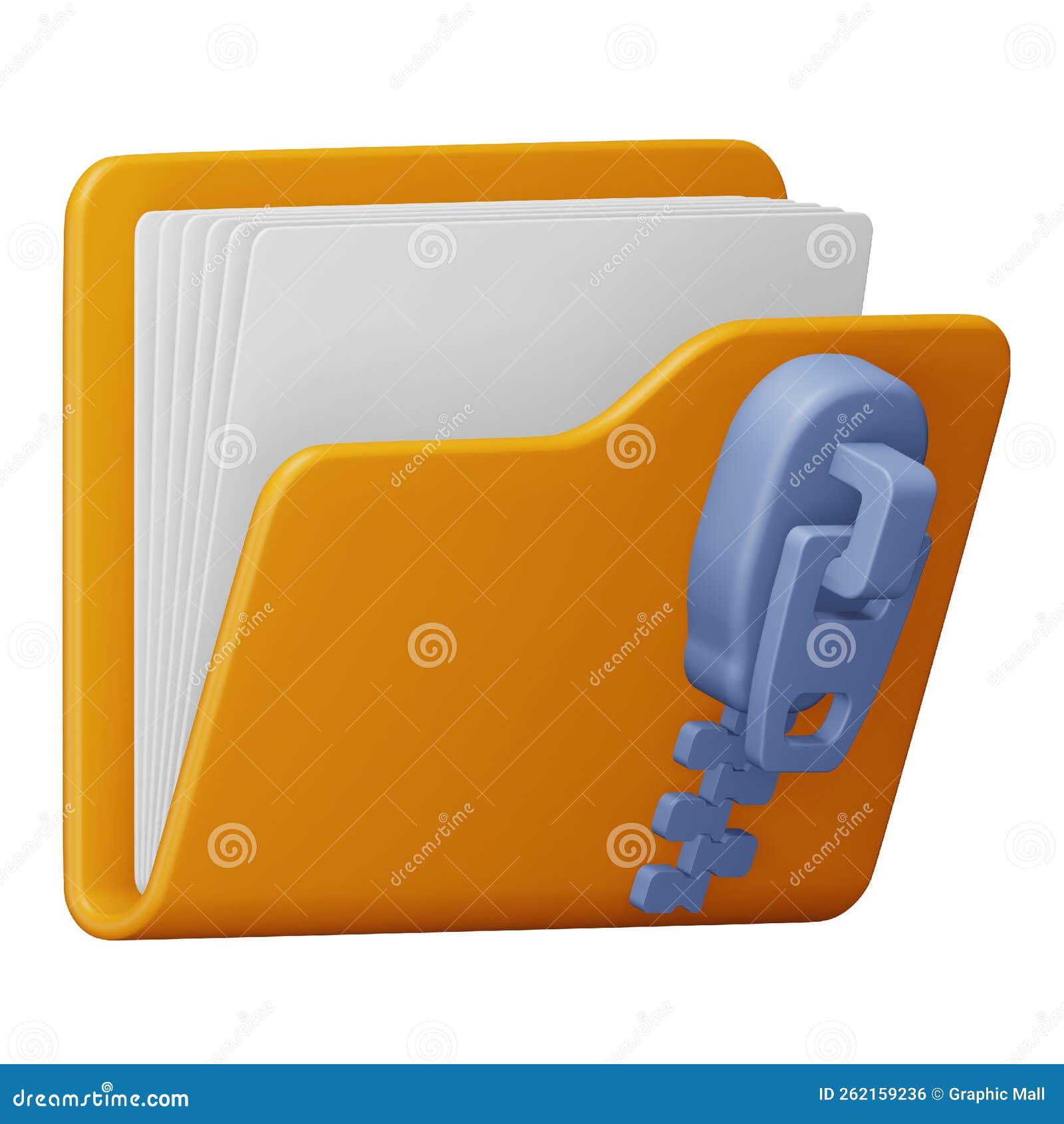 Zip Folder 3d Rendering Isometric Icon. Stock Vector - Illustration of ...