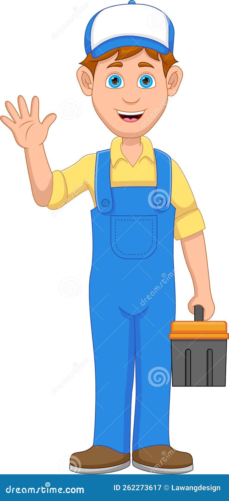Cartoon Mechanic Boy Waving Stock Vector - Illustration of machine ...