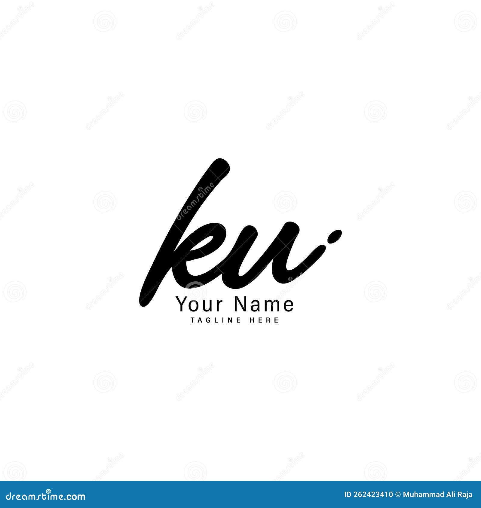 K U KU Initial Letter Handwritten and Signature Vector Image in Joining ...