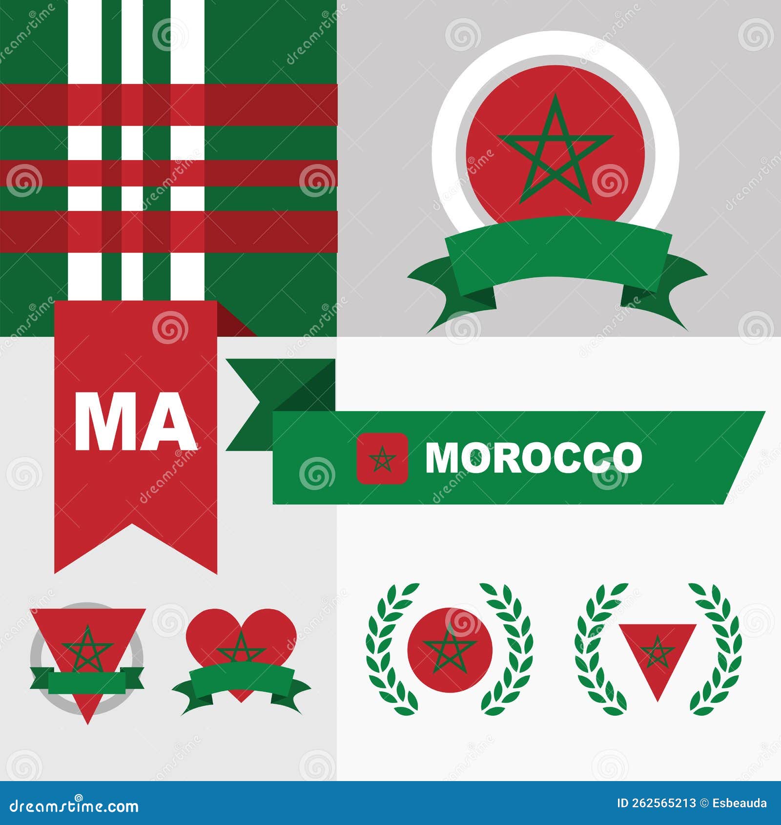 Morocco Flag Emblem and Plaid Pattern Stock Vector - Illustration of ...