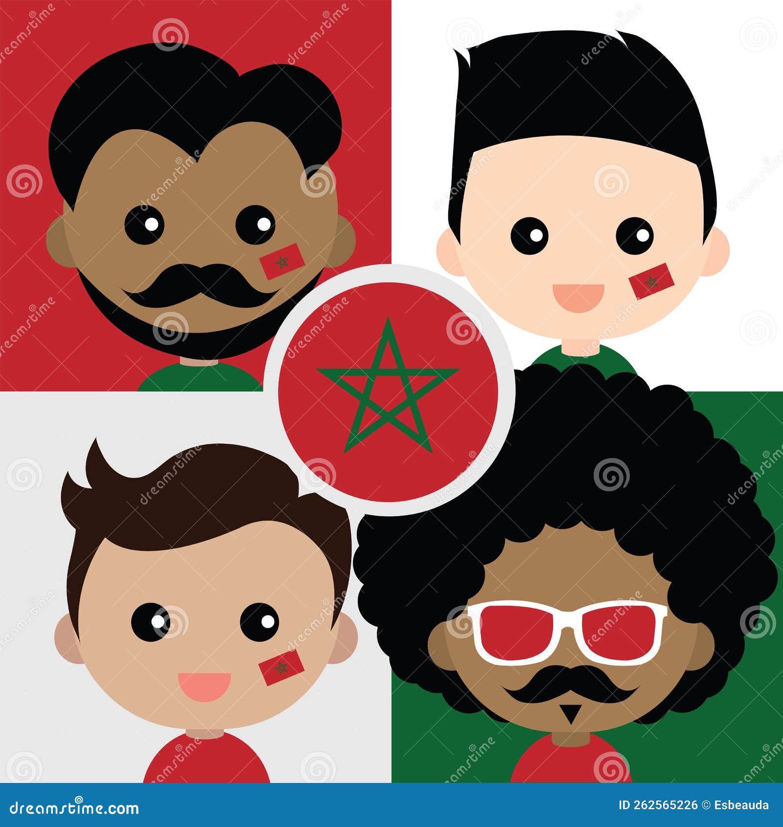 Group of Cute Supporters for Morocco Stock Vector - Illustration of ...
