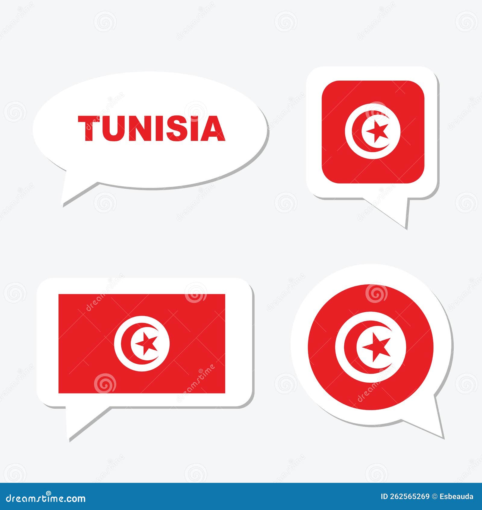 Tunisia Flags in Dialogue Bubbles, Concept of Language Stock Vector ...