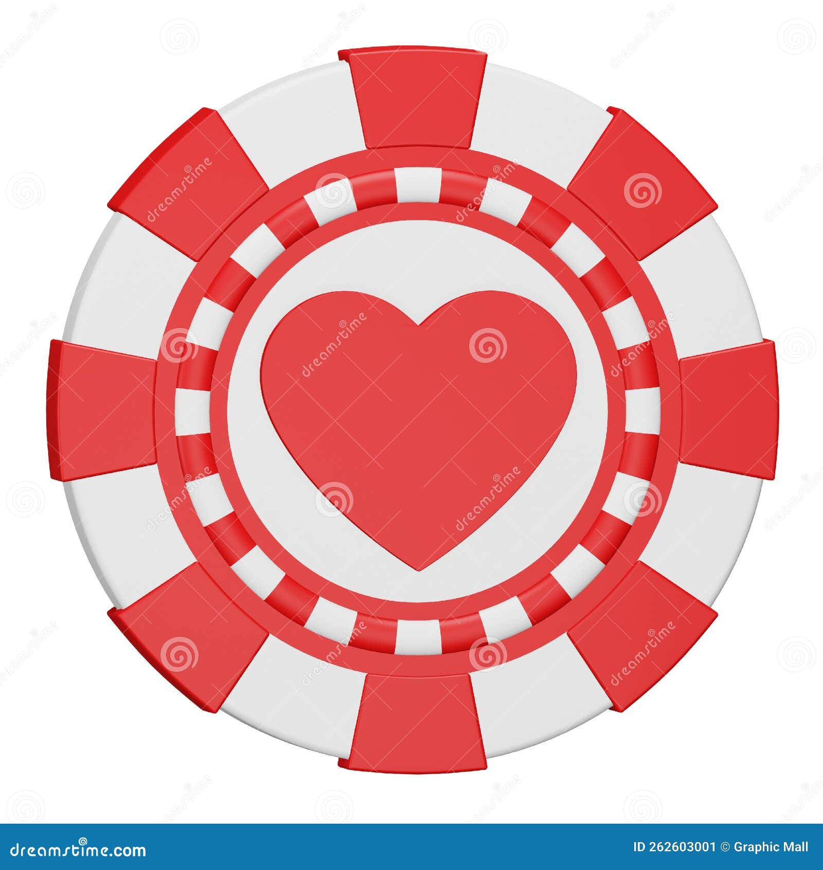 Casino Chip Heart 3d Rendering Isometric Icon. Stock Vector ...