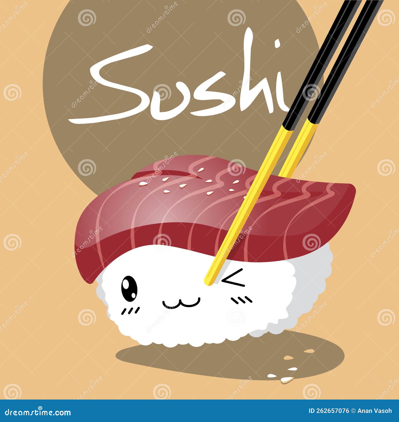 Lovely sushi cartoon. stock illustration. Illustration of poster ...