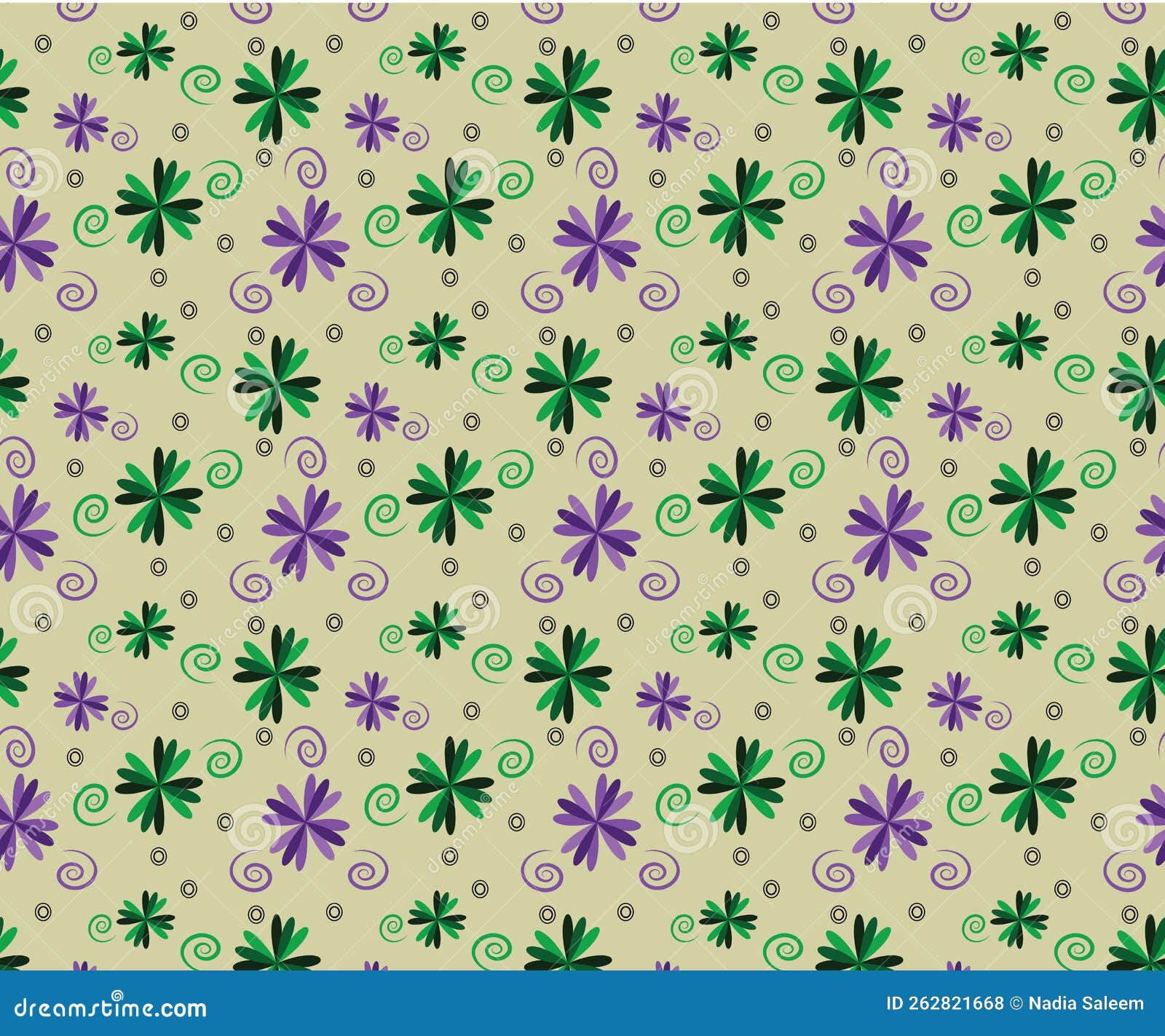 Purple and Green Floral Repeat Pattern Stock Vector - Illustration of ...
