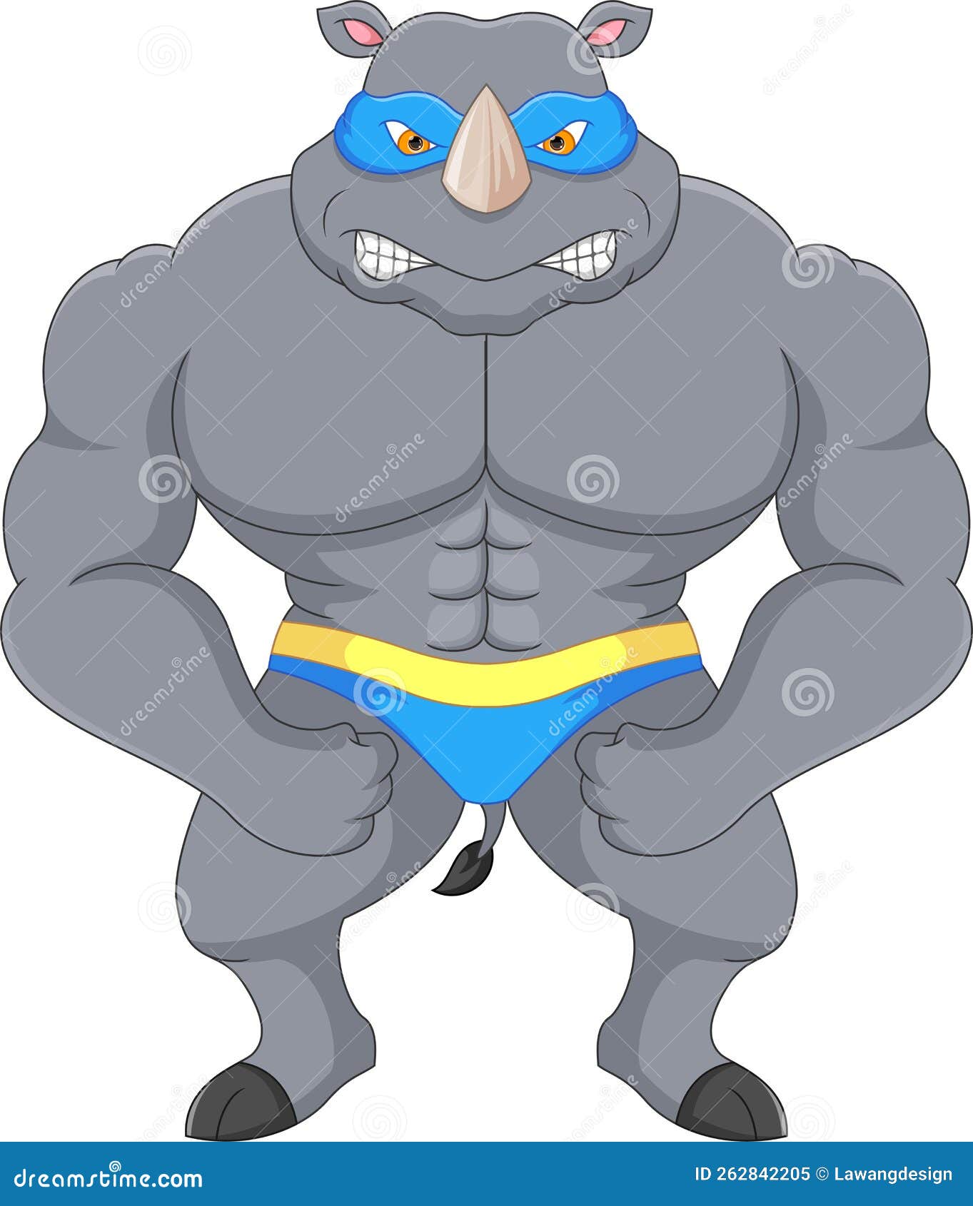 Muscle Rhino Cartoon On White Background | CartoonDealer.com #262842205