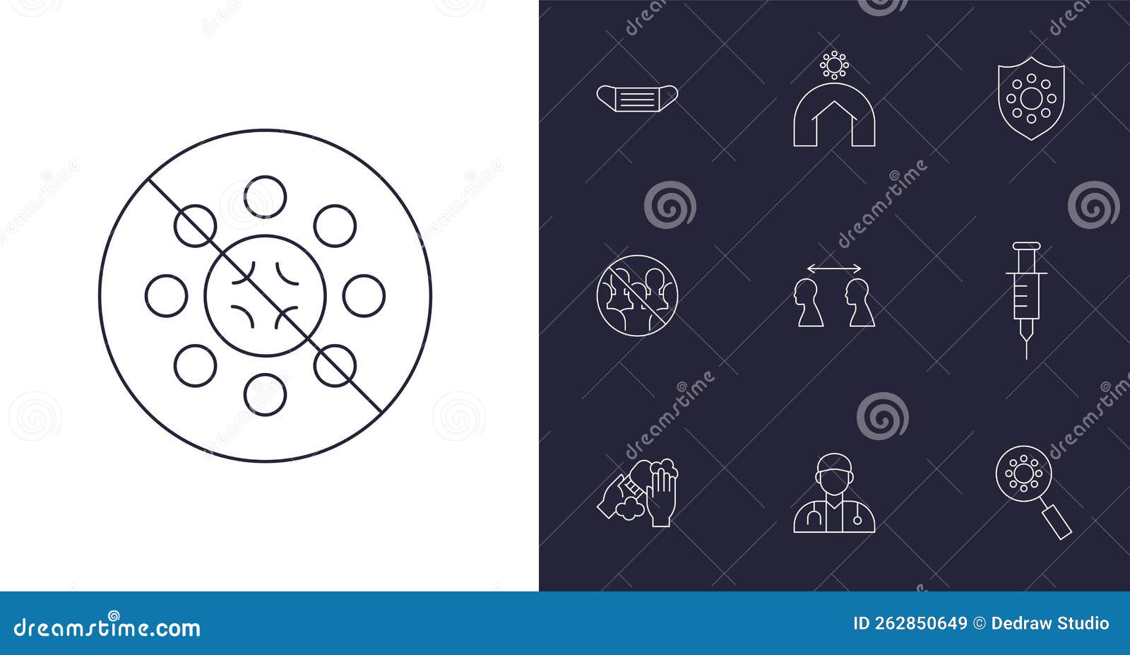 Set of Coronavirus Pandemic Outline Icons Stock Vector - Illustration ...