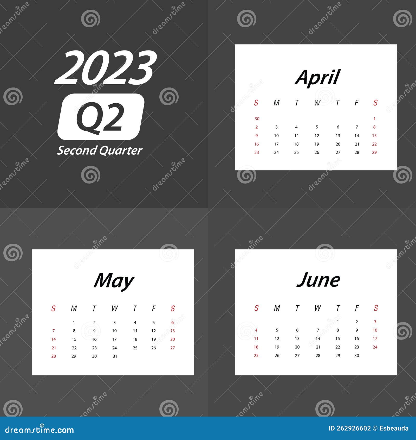 Q2 Second Quarter of 2023 Calendar Stock Vector - Illustration of ...