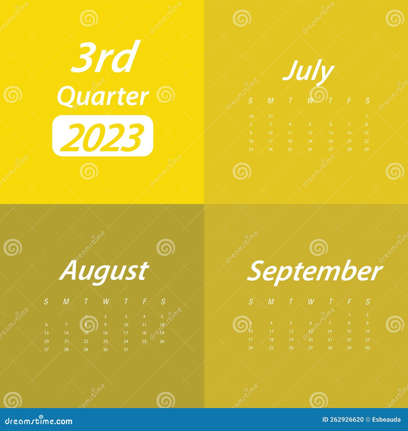 Q3 Third Quarter of 2023 Calendar Stock Vector - Illustration of diary ...