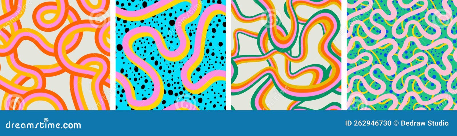 Abstract Colorful Neon Print Seamless Pattern Illustration Set Stock ...