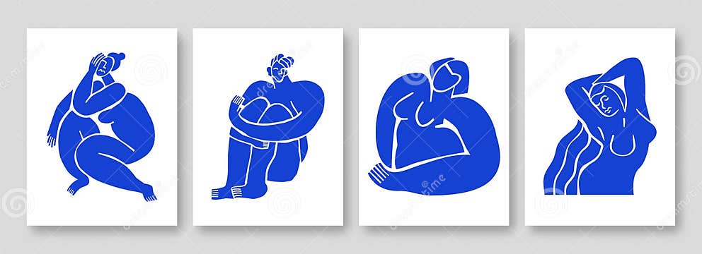 Set of Abstract Blue People Illustration Print Stock Vector ...