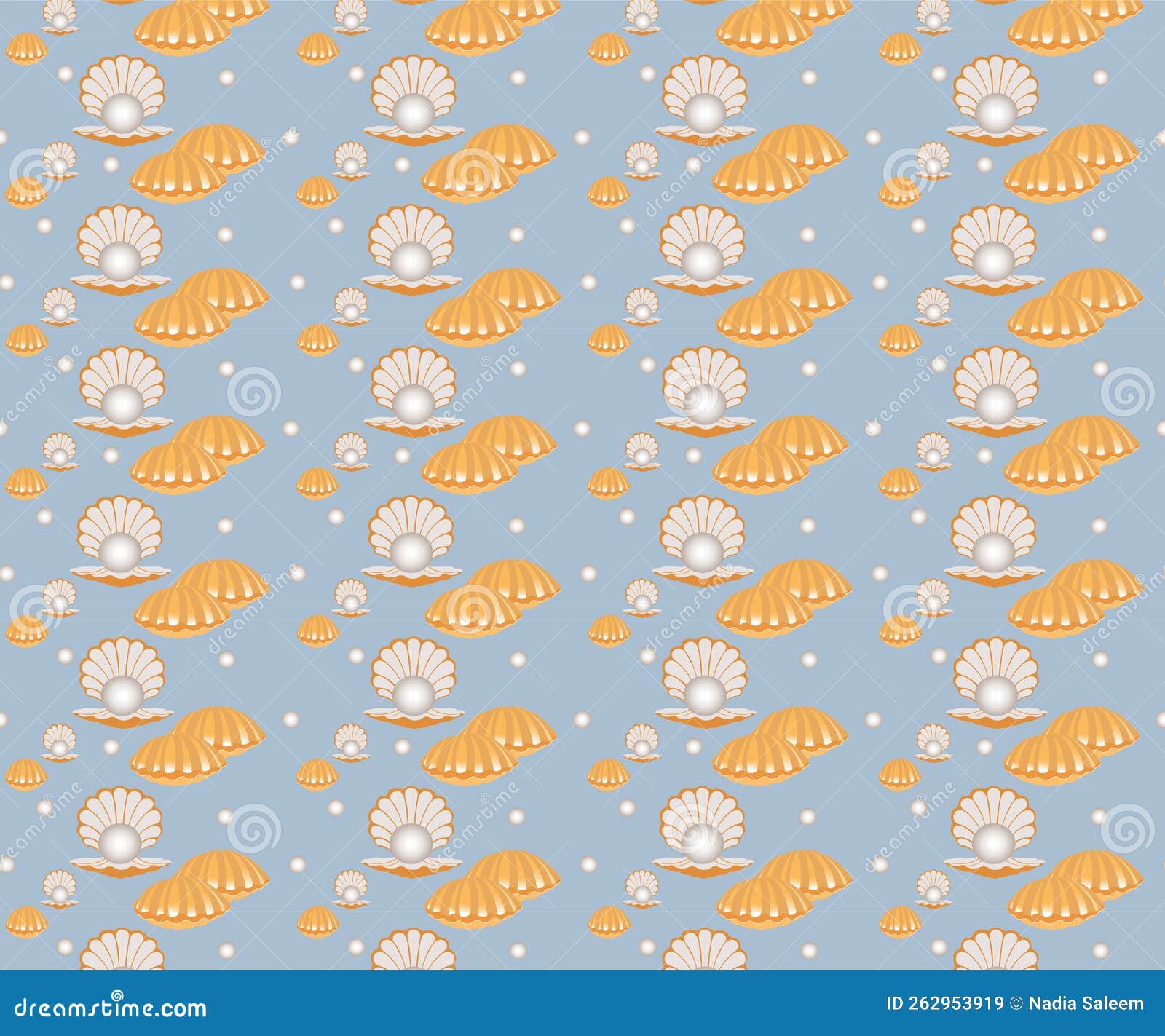 Clams And Pearl Shape Vector Repeat Pattern | CartoonDealer.com #262953919