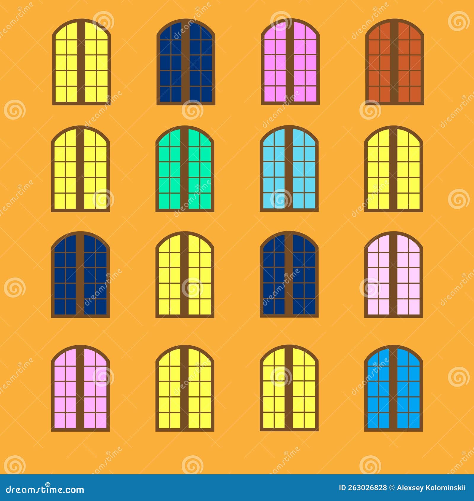 Set of Stylish Windows with Different Lighting Stock Vector ...