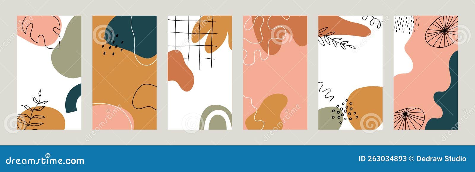 Modern Abstract Organic Neutral Shape Template Background Collection ...