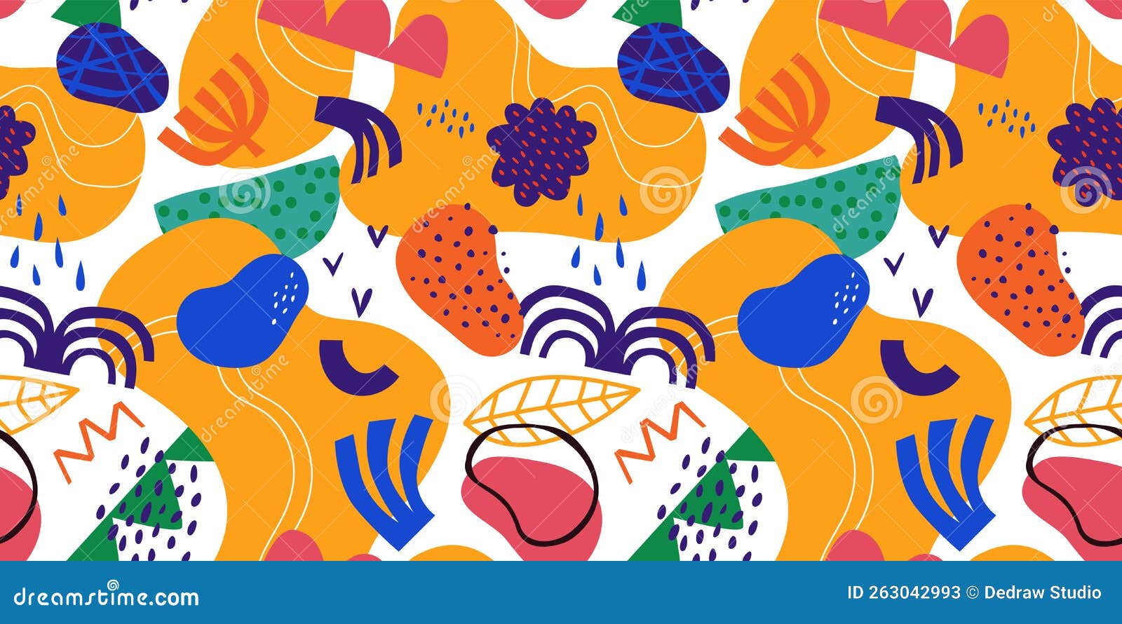 Abstract Organic Shape Drawing Seamless Pattern Stock Vector ...