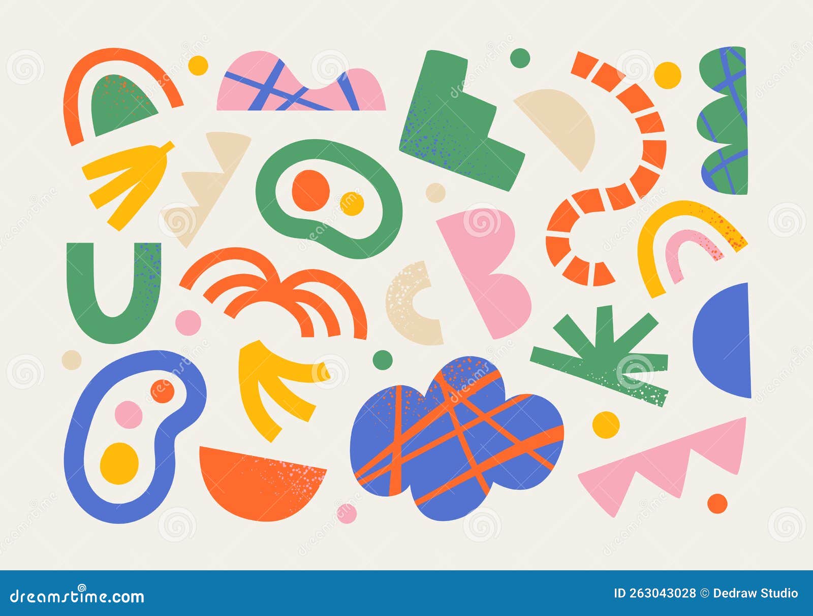 Set of Colorful Abstract Shape Doodle Stock Vector - Illustration of ...
