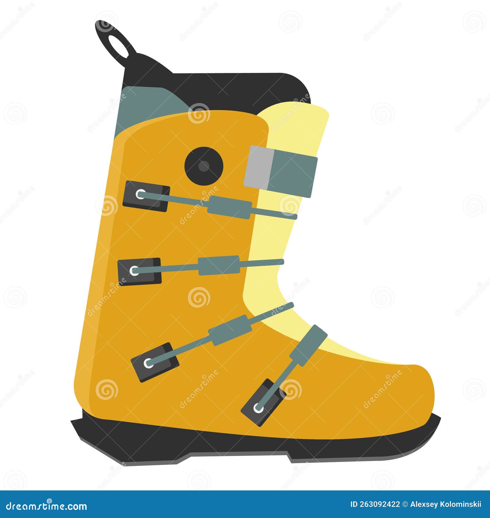 Snowboard boot stock vector. Illustration of cold, gray - 263092422