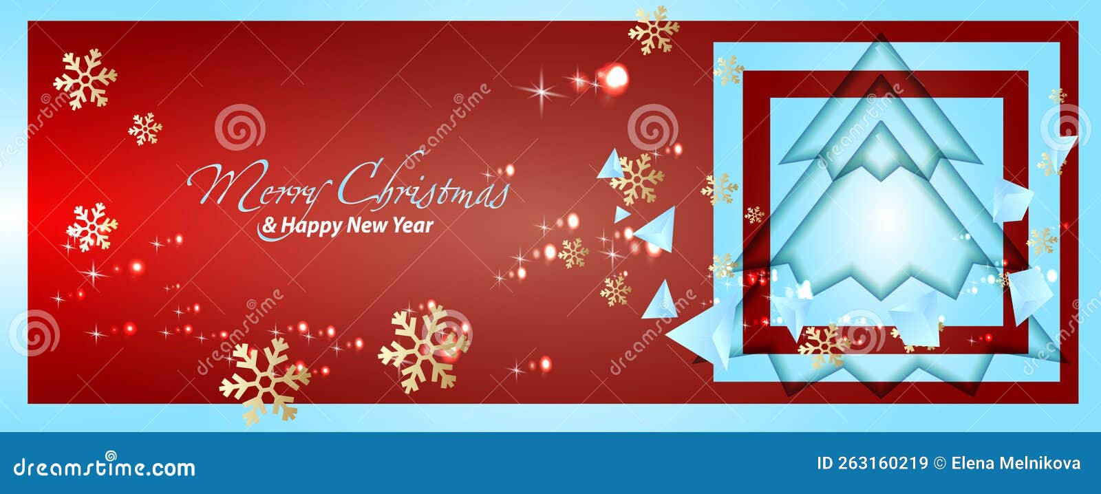 Christmas Card Design Template in Red and Blue with Holiday Decorations ...