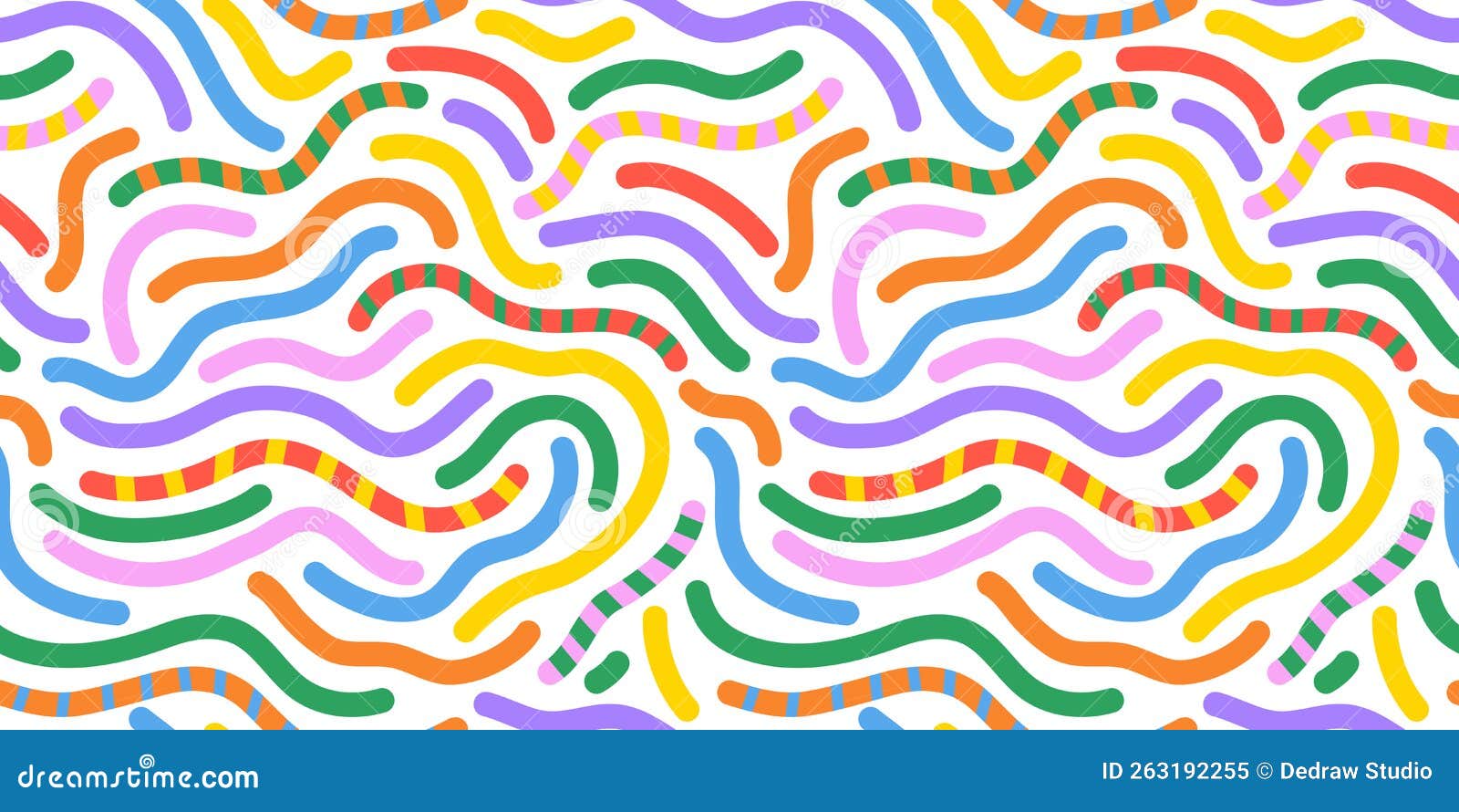 Colorful Line Doodle Seamless Pattern Stock Vector - Illustration of ...
