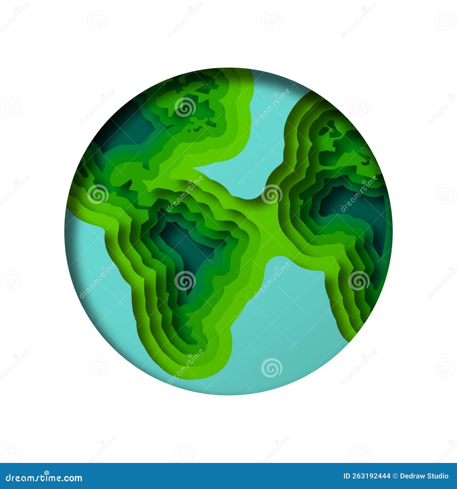 Colorful Paper Cut Earth Planet Map on Isolated White Background Stock ...