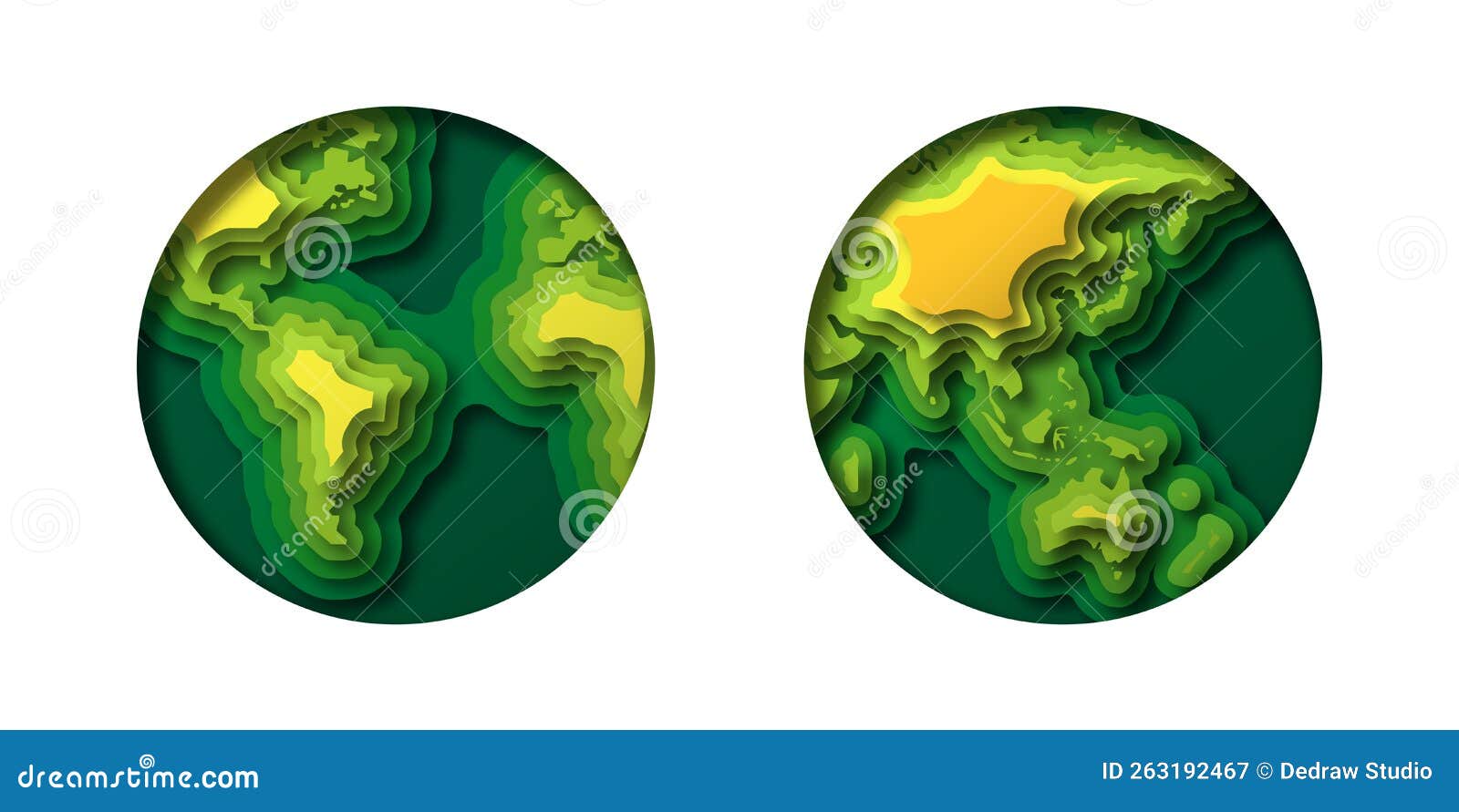 Colorful Paper Cut Earth Planet Map on Isolated White Background Stock ...