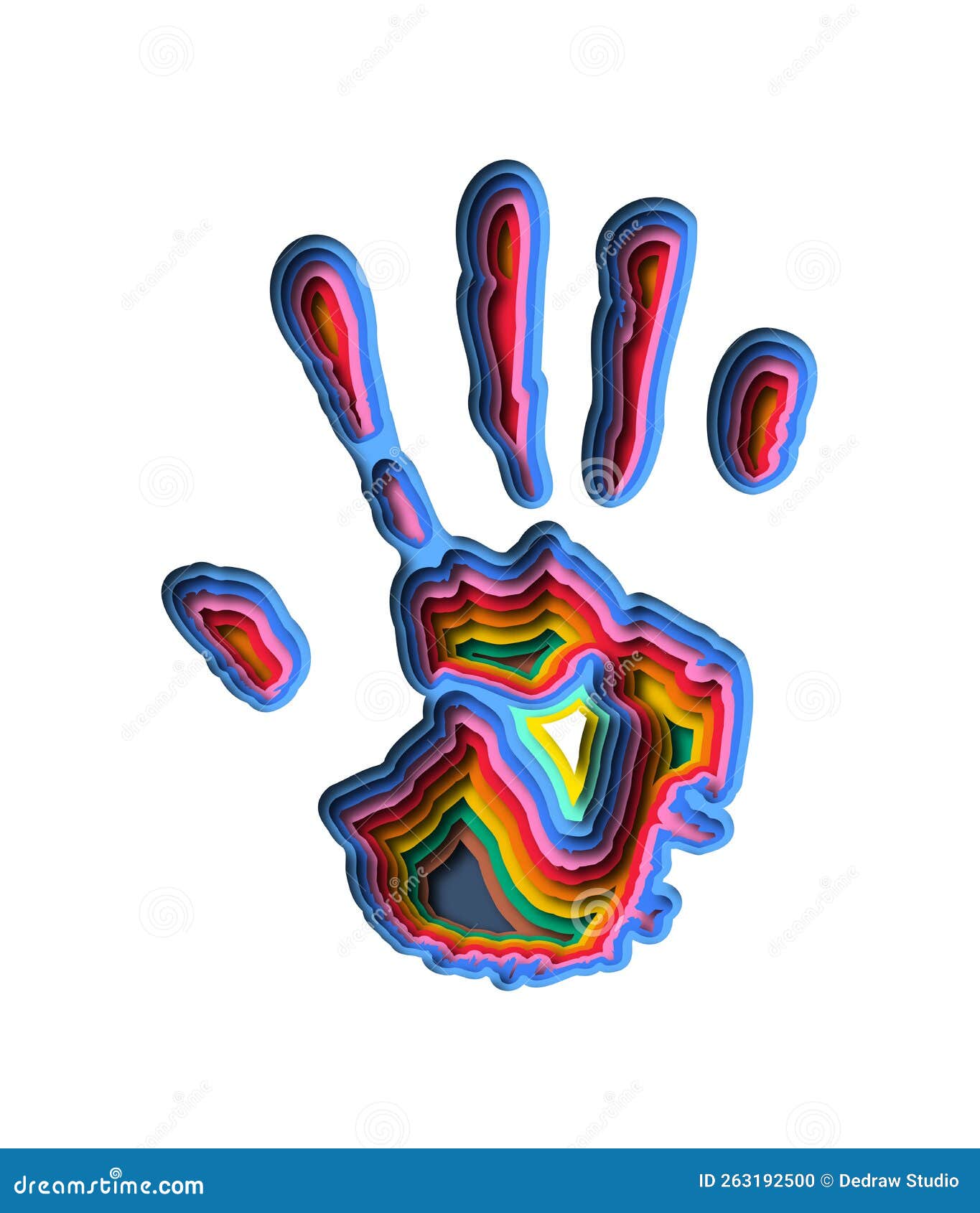 Colorful Paper Cut Human Hand Print Illustration Stock Vector ...