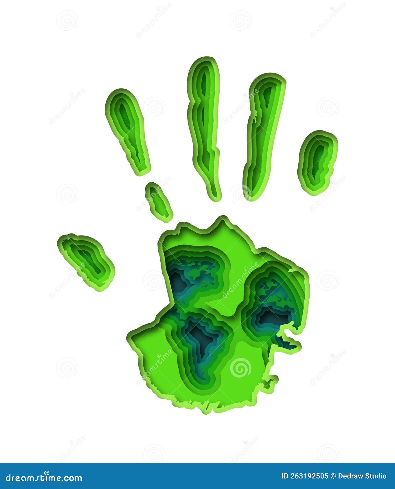 Green Paper Cut Human Hand Print Illustration Stock Vector ...