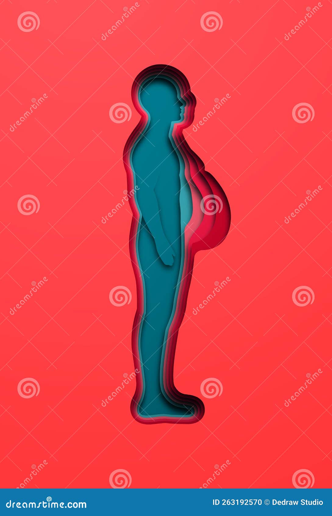 Paper Cut Man in Full Body Profile View with Layered Fat Stock Vector ...