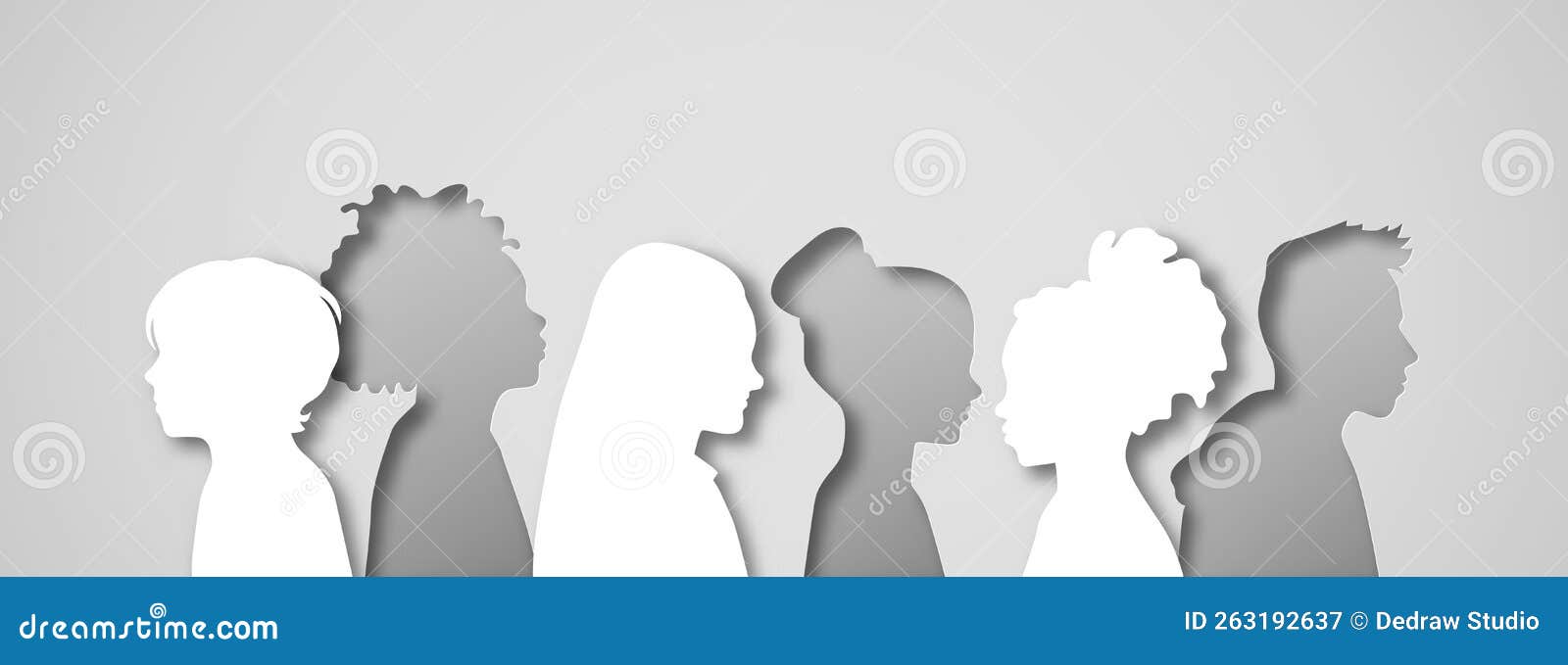 Diverse Children Group Illustration in Abstract Layered Paper Cut Style ...