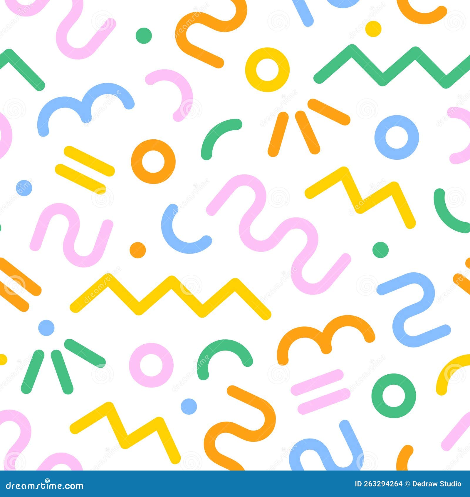 Fun Colorful Line Doodle Seamless Pattern Stock Vector - Illustration ...