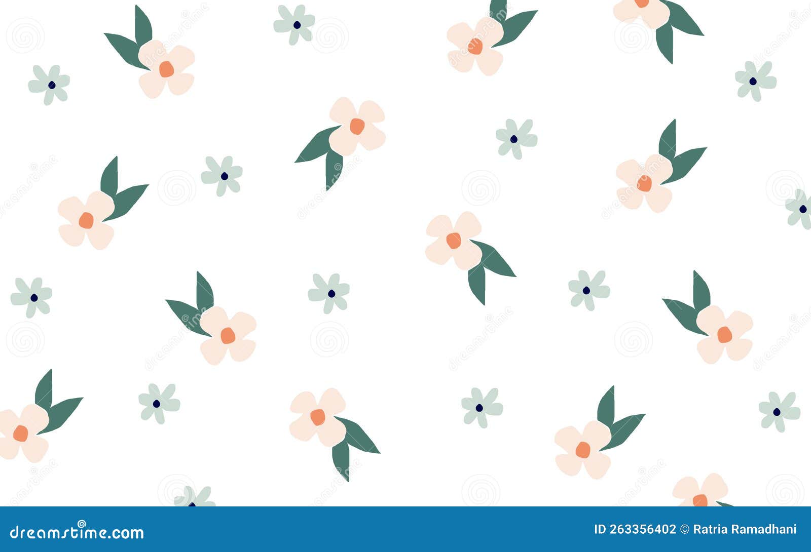 A Simple Floral Pattern in Subdued Colors of Pink and Light Blue Stock ...